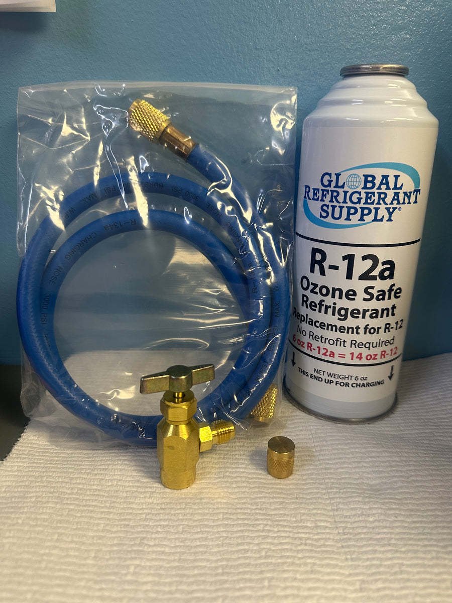 R12a Refrigerant 6 oz. Can, Ozone Safe with K28 Can Taper & Hose ...