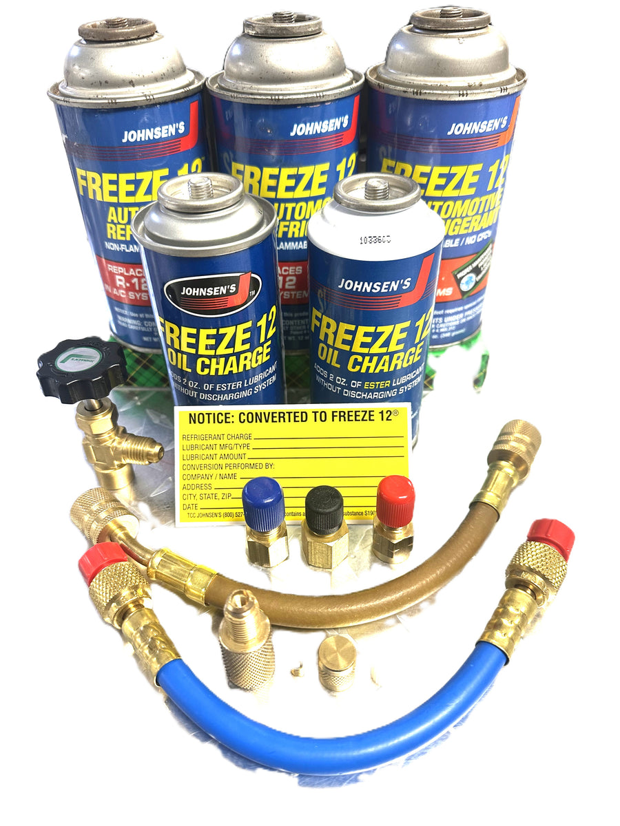 FREEZE 12, Refrigerant R12 REPLACEMENT, Retrofit & Recharge Kit, 5 Can ...