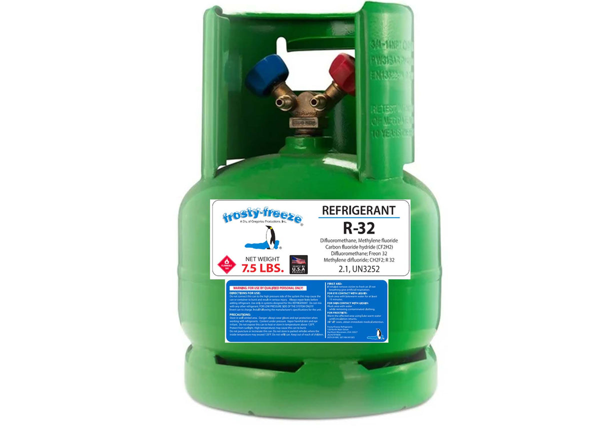 R32 Refrigerant, 7.5 Lbs. Cylinder, Factory Sealed, Both Liquid & Vapo ...