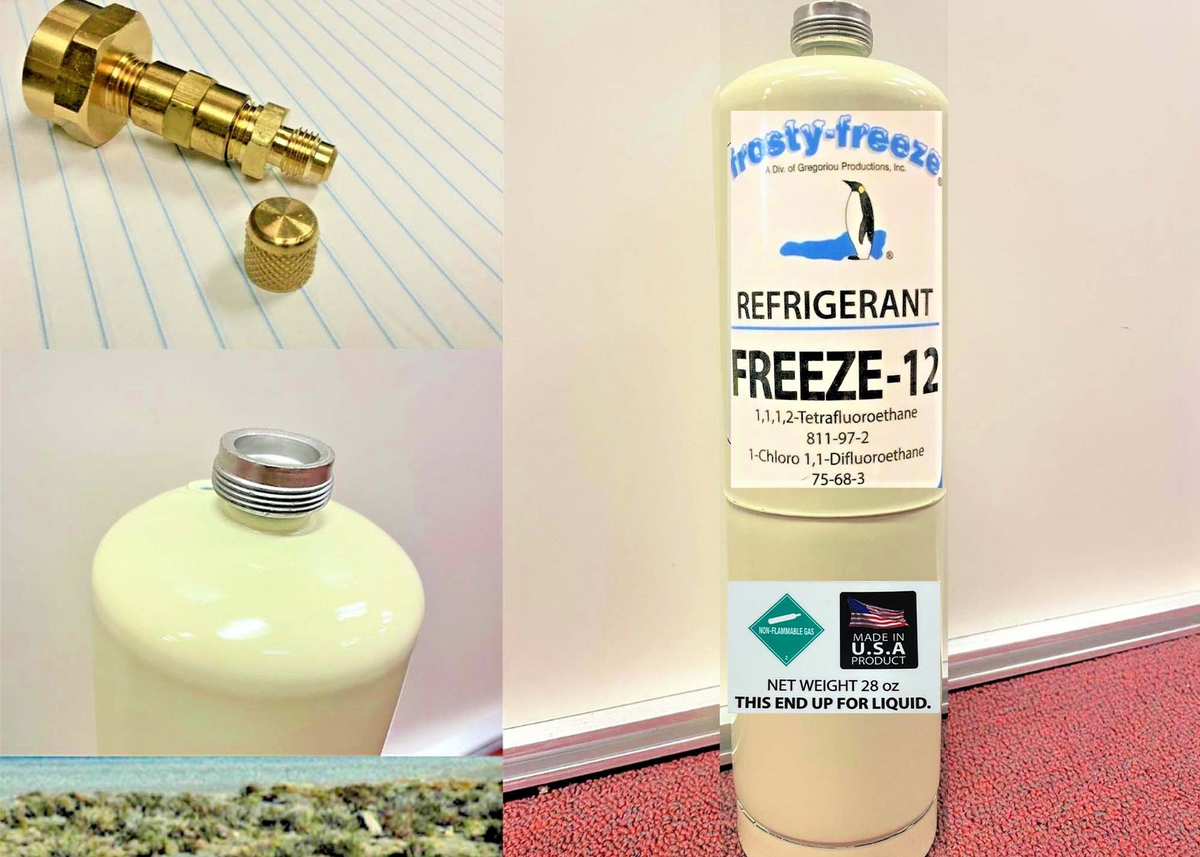 Refrigerant, Freeze 12, R12 Auto A/C Replacement 28 oz. Can, No Can Ta ...